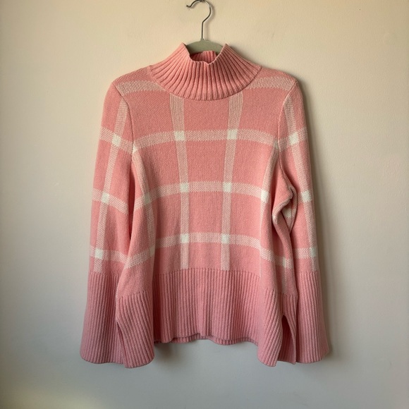 Free Assembly | Sweaters | Free Assembly Pink Plaid Turtleneck Sweater ...
